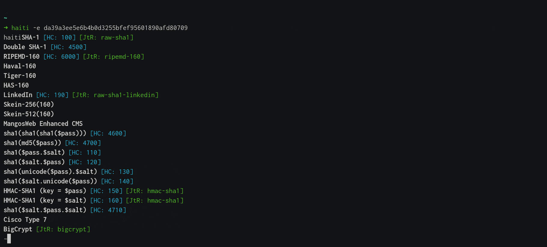 haiti - A CLI to that identifies various hash types. - Terminal Trove