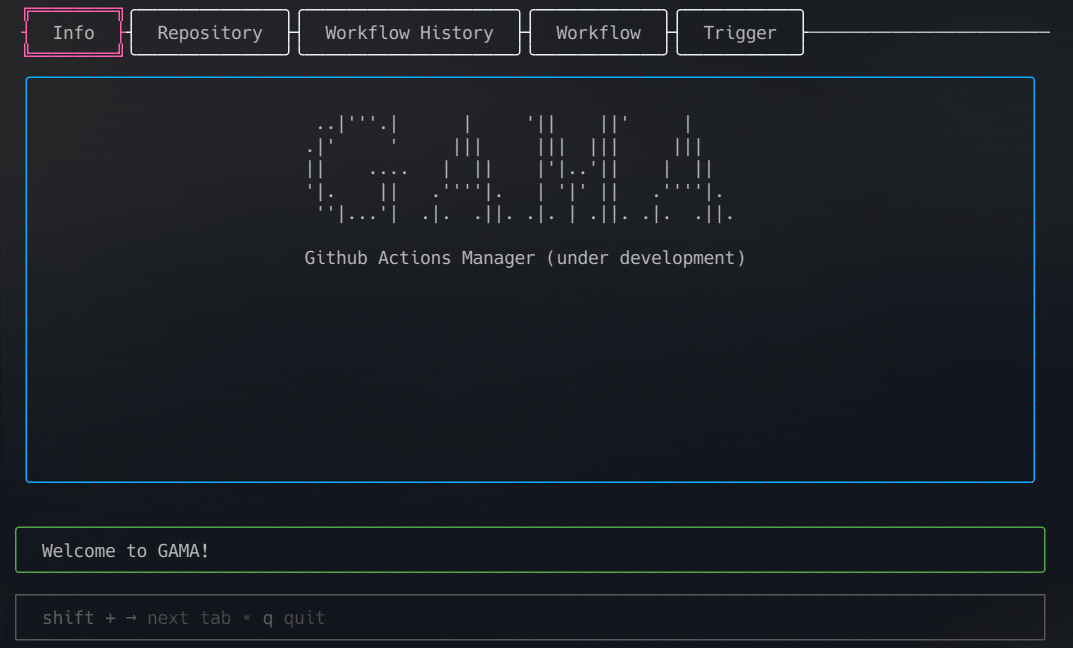 gama - Manage your GitHub Actions from the terminal. - Terminal Trove