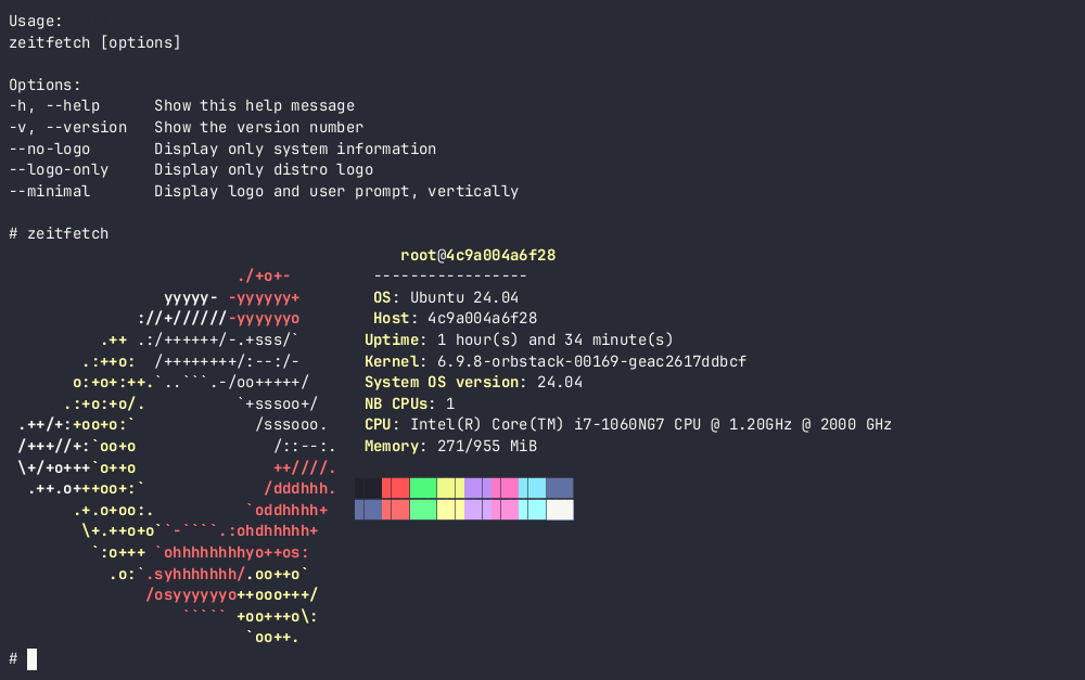 zeitfetch - Instantaneous snapshots of system information. - Terminal Trove