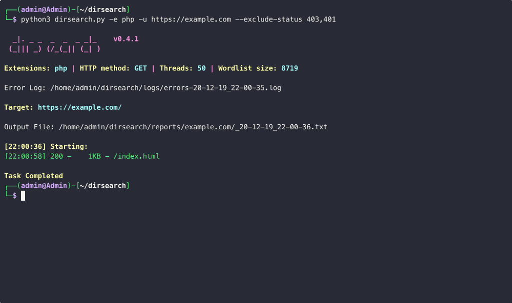 dirsearch - A web path scanner for finding hidden files and directories. - Terminal Trove