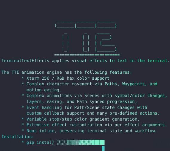terminaltexteffects - Inline Visual Effects in the Terminal. - Terminal Trove