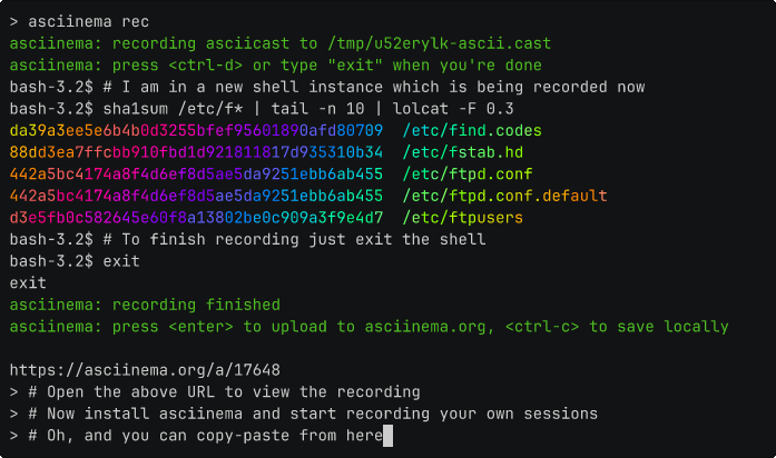 Asciinema A Terminal Session Recorder