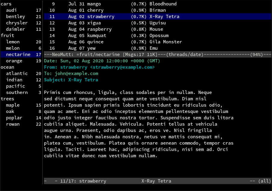 neomutt - A command line mail reader based on mutt - Terminal Trove