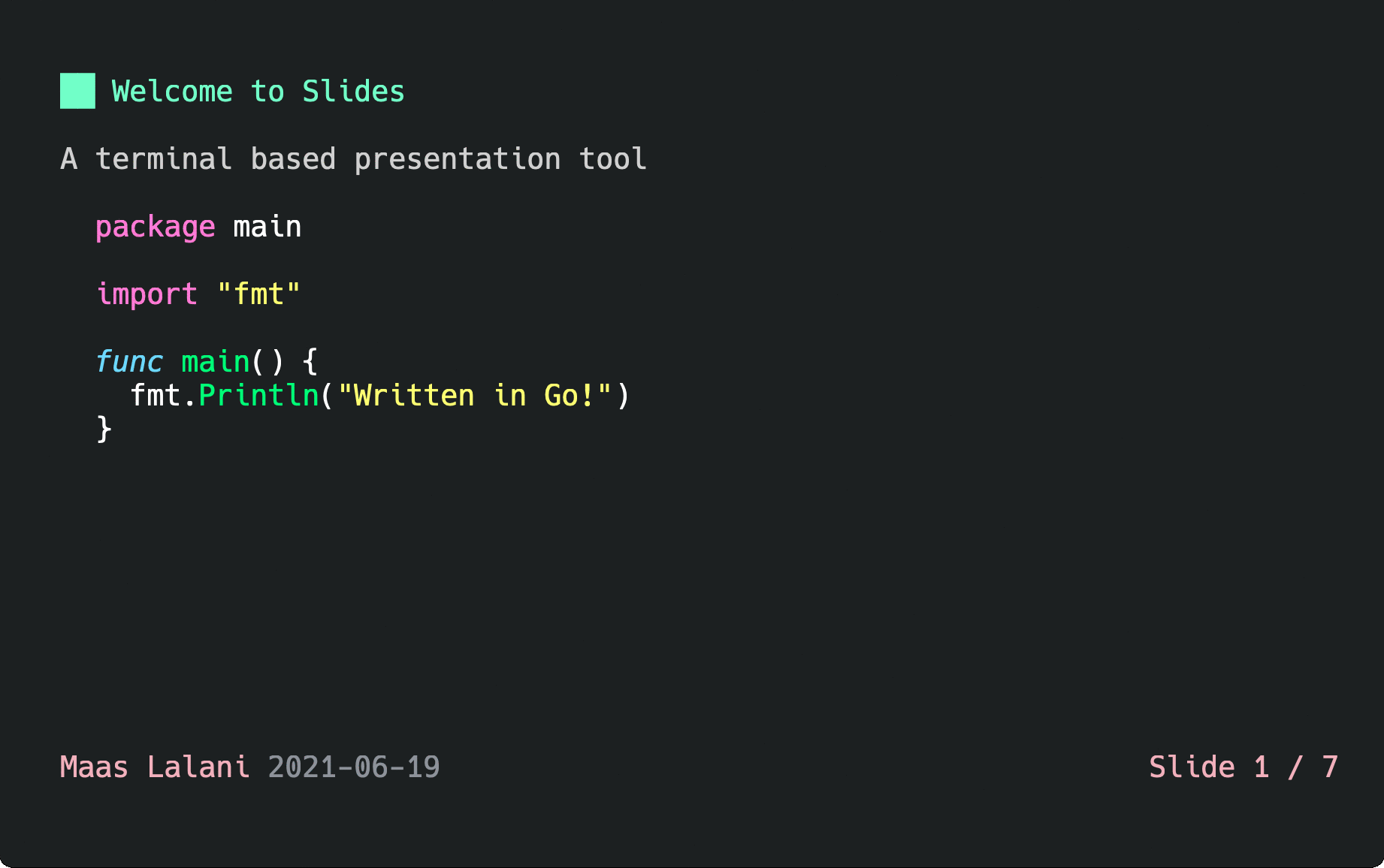 slides - A terminal based presentation tool - Terminal Trove