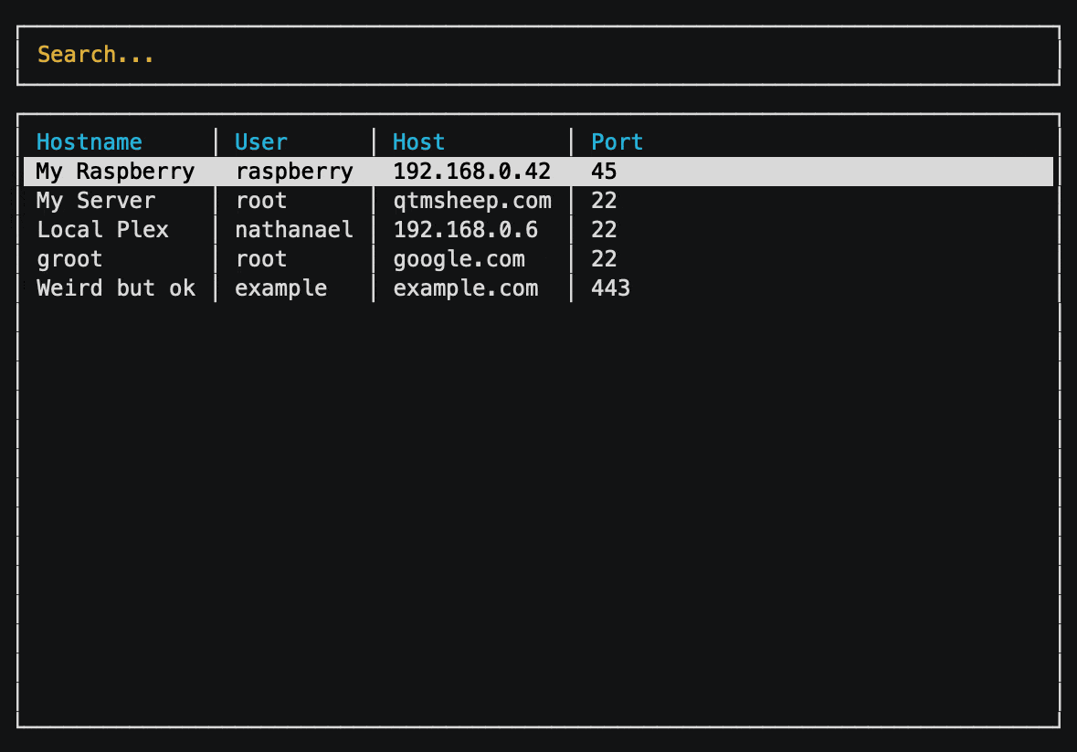 sshs - Terminal user interface for SSH - Terminal Trove