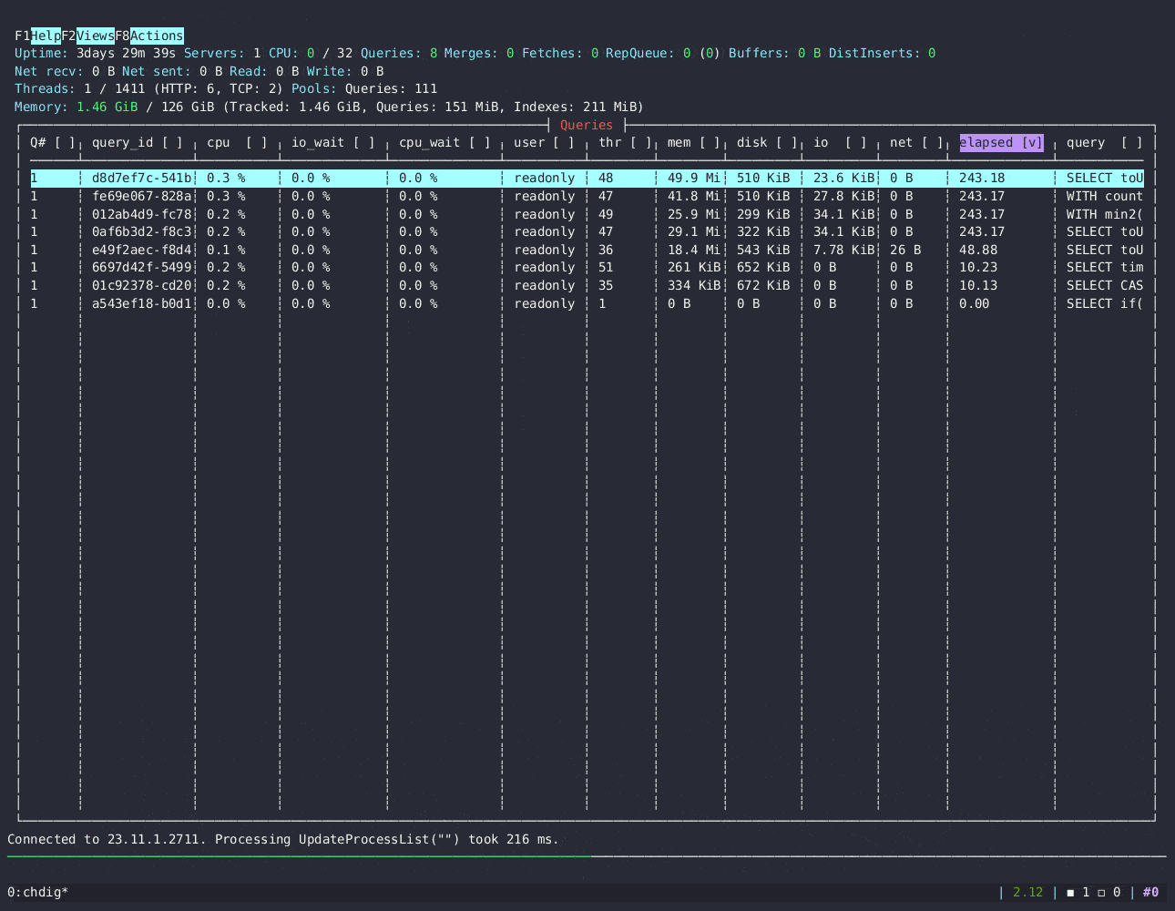 chdig - Dig into ClickHouse with TUI interface. - Terminal Trove