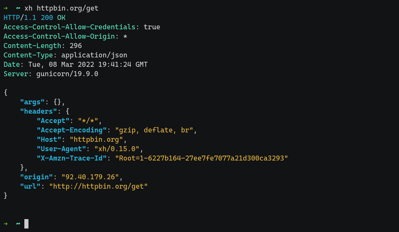 xh - Friendly and fast tool for sending HTTP requests. - Terminal Trove