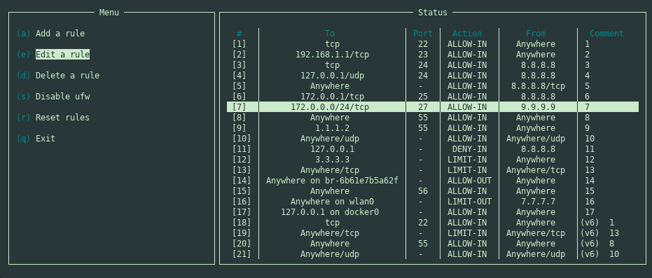 tufw - Terminal UI for ufw. - Terminal Trove