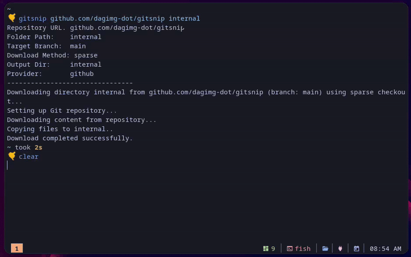 gitsnip - A CLI tool to download specific folders from a git repository. - Terminal Trove