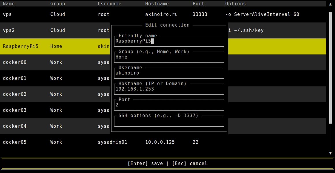 ssh-list - An SSH connection manager with a TUI interface. - Terminal Trove